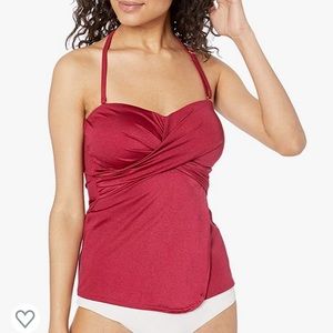 Tahari | Swim | Tahari Satin Red Fly Away Bandeau Tankini Top | Poshmark